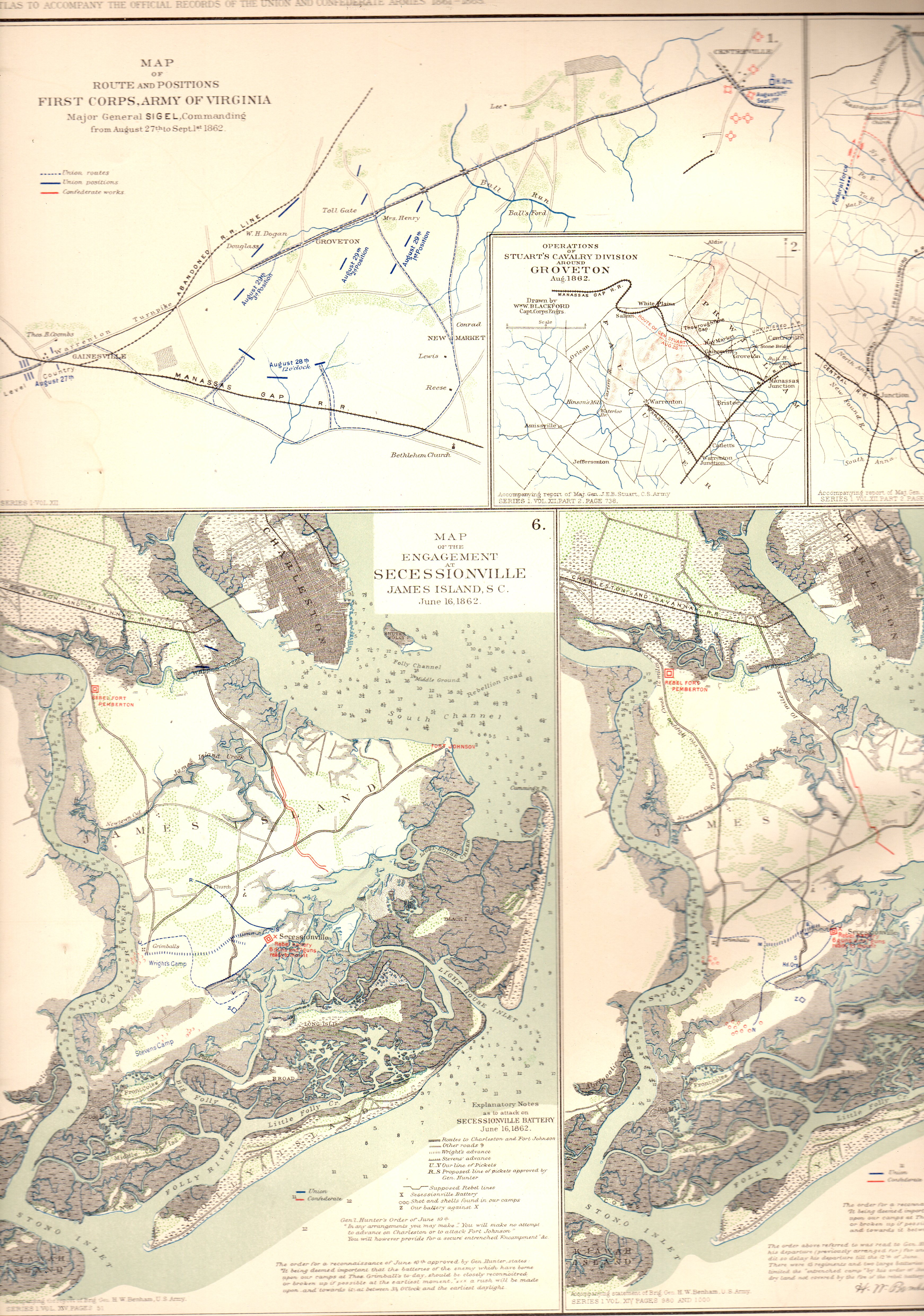 MAP:10 Section Map, Including Engagement of Secessinville, James Island ...