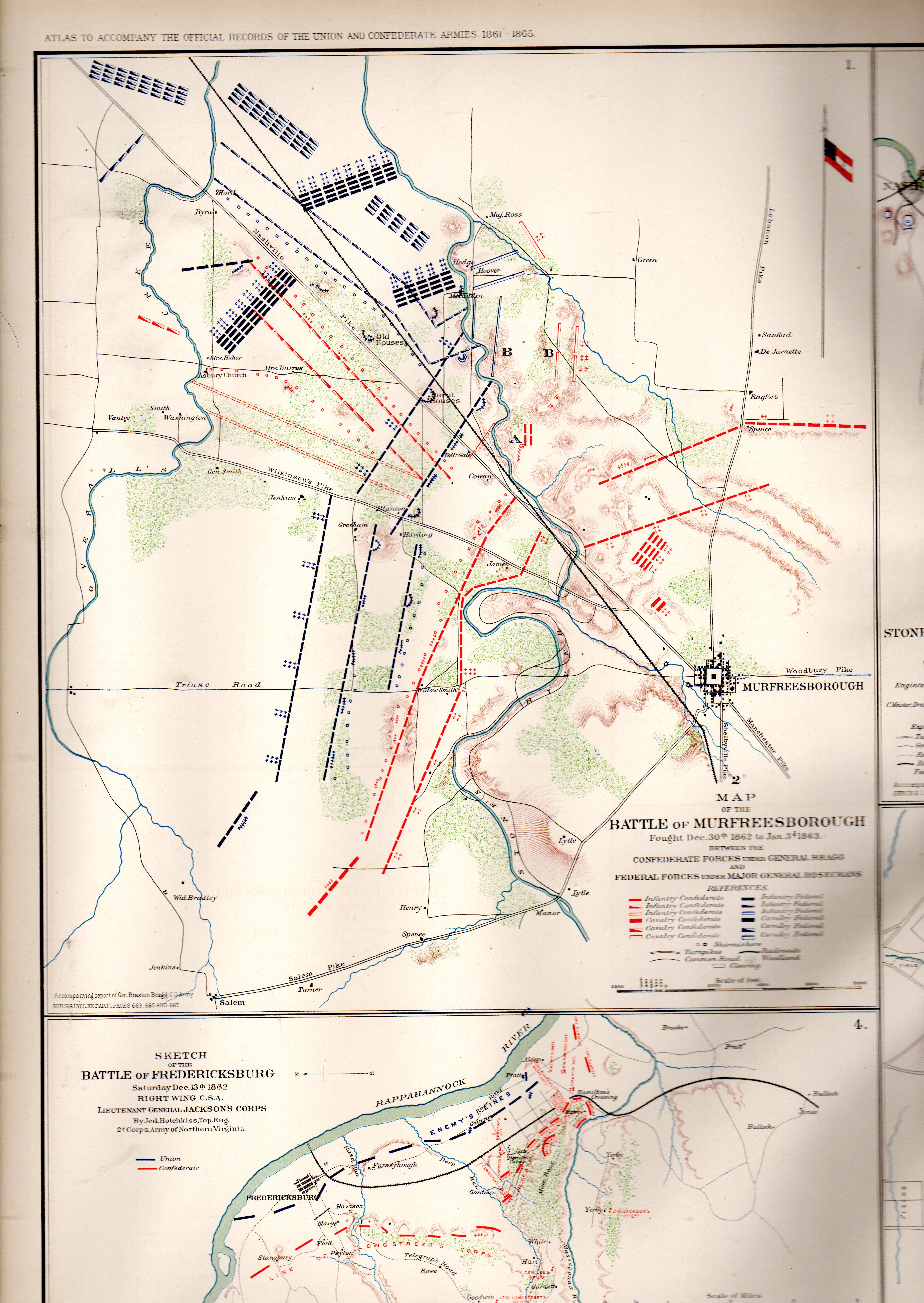 MAP: 6 Section Map, Including Battle of Murfreesborough, Battle of ...