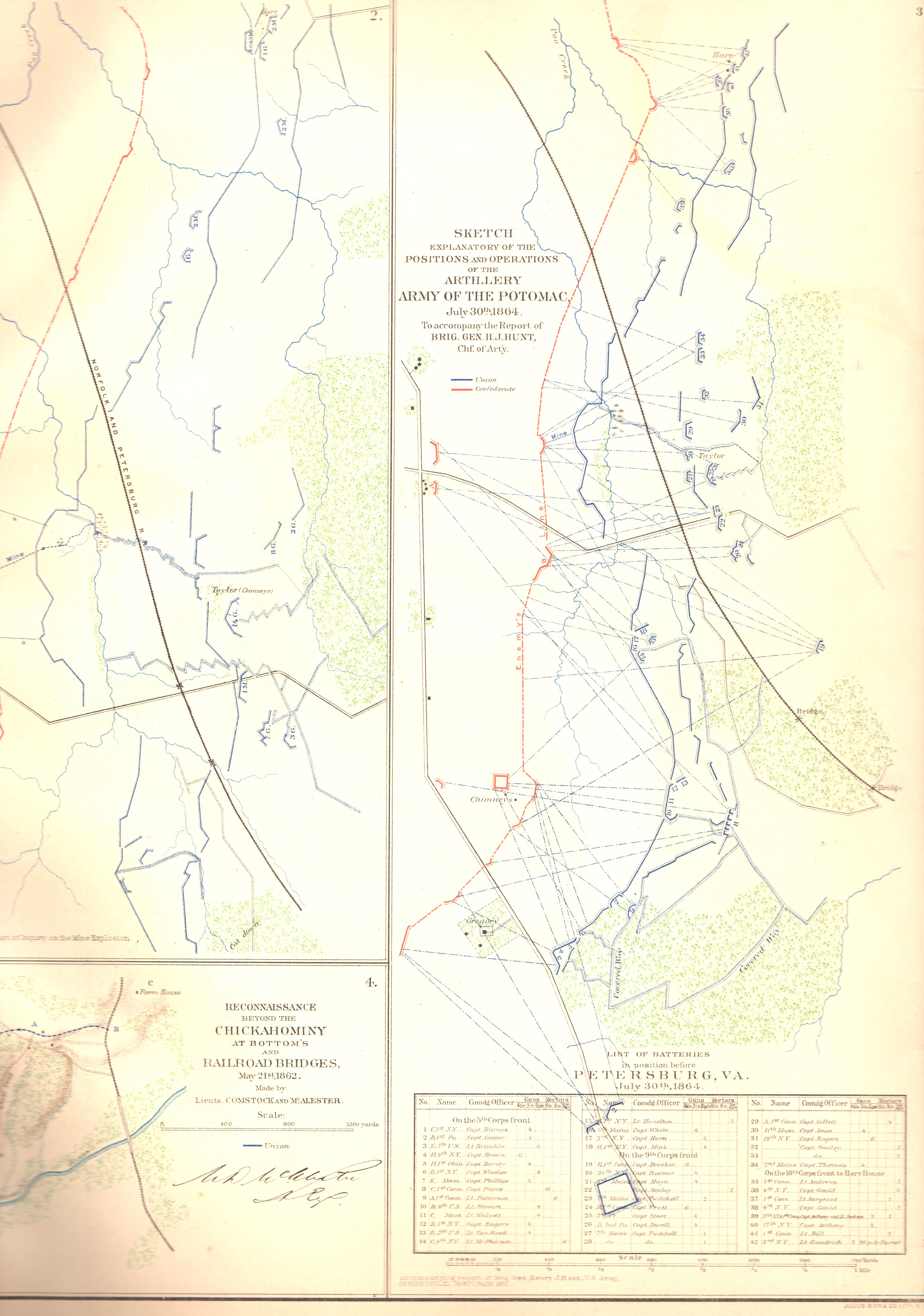 MAP: 4 Section Map, Including Artillery Positions Of the Army of the ...