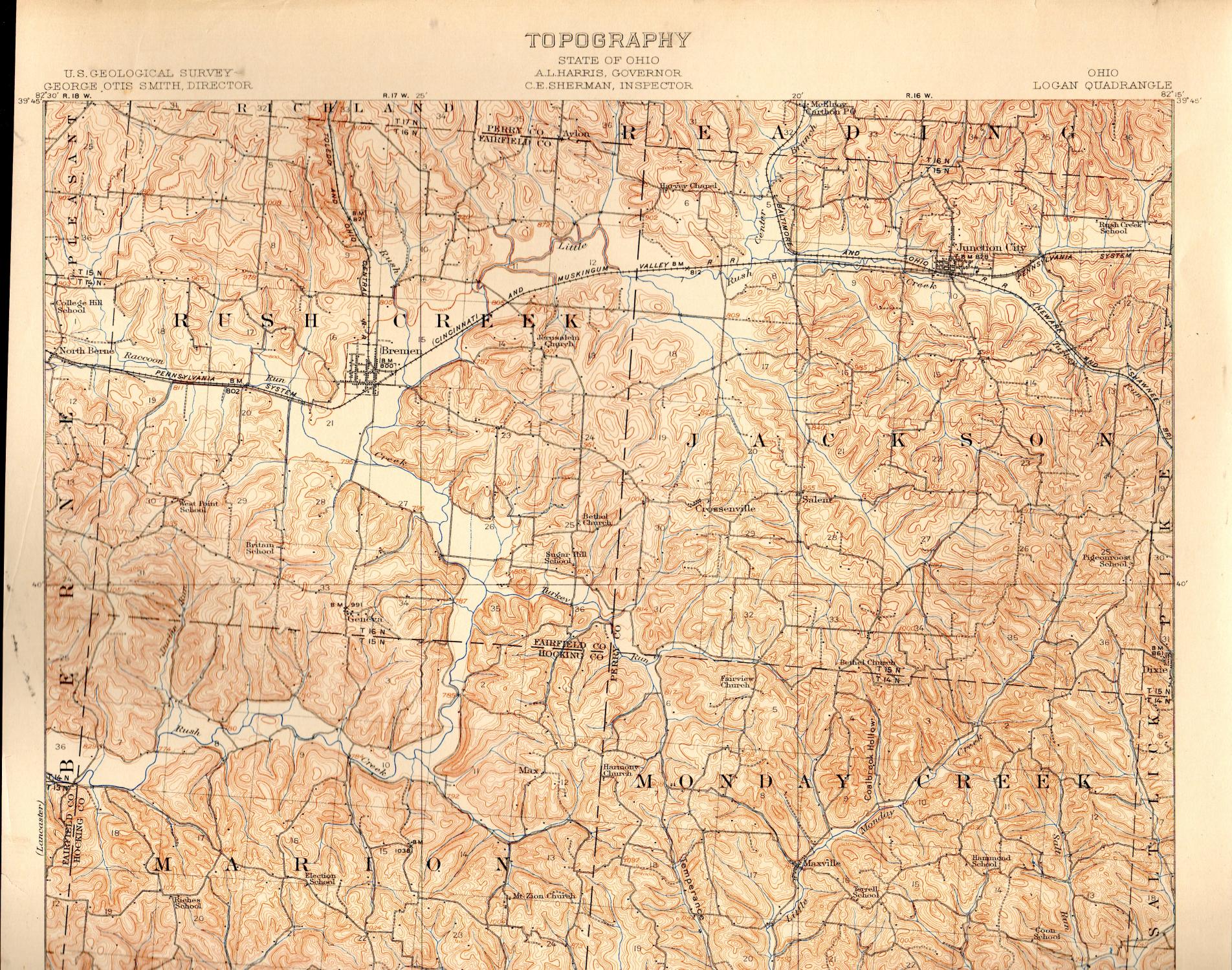 MAP: "Ohio: Logan Quadrangle".from Topographical Maps of the United ...