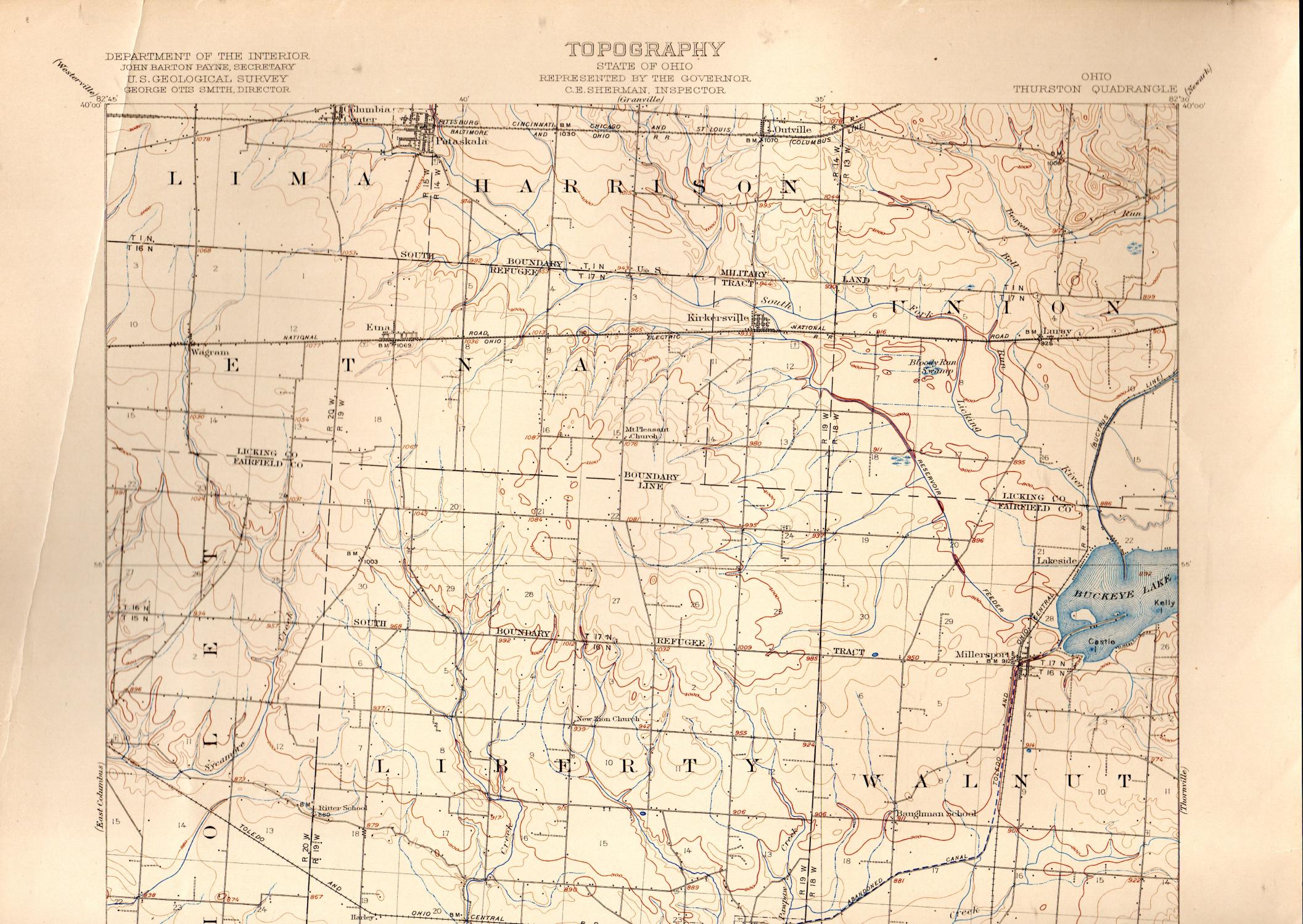 MAP: "Ohio: Thurston Quadrangle".from Topographical Maps of the United ...