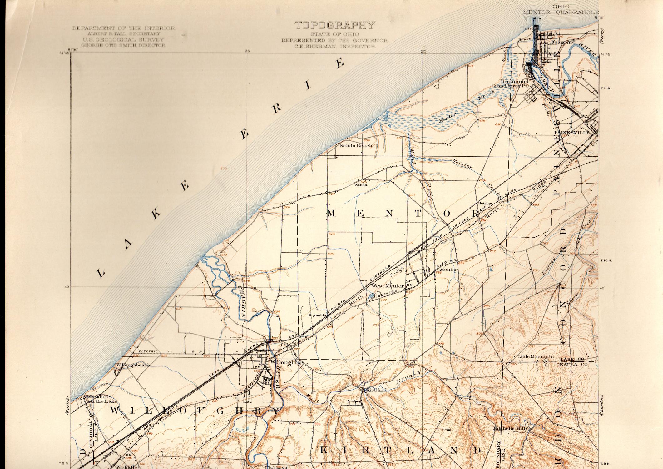 MAP: "Ohio:Mentor Quadrangle".from Topographical Maps of the United ...