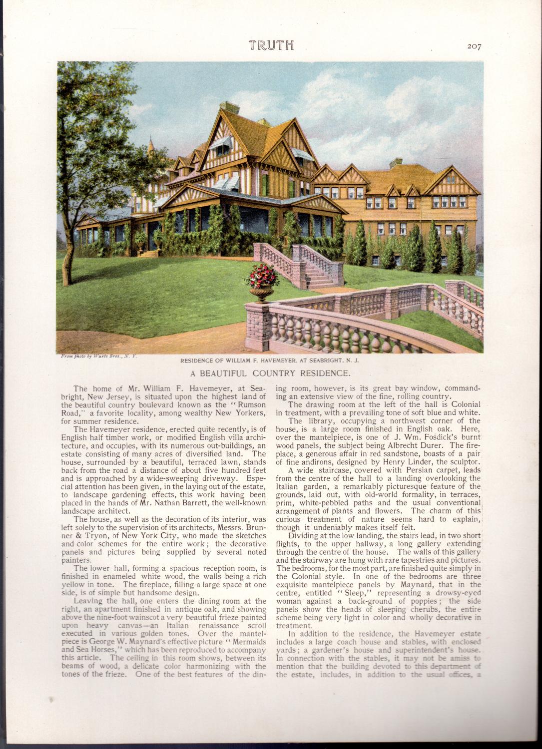 PRINT: '"A Beautiful Country Residence of William F. Havemeyer ...