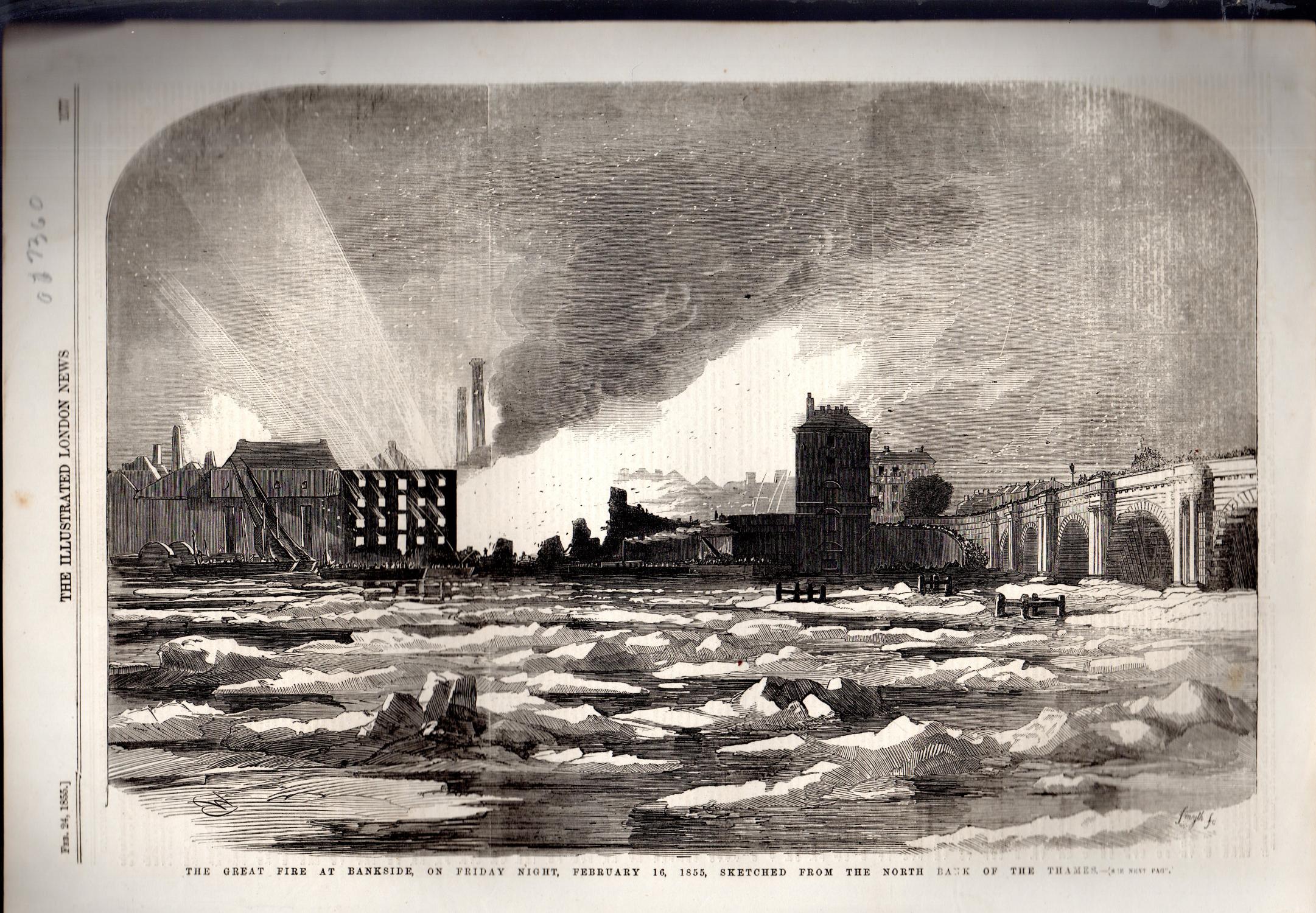 PRINT:'The Great Fire at Bankside, on Friday Night, February 16, 1855 ...