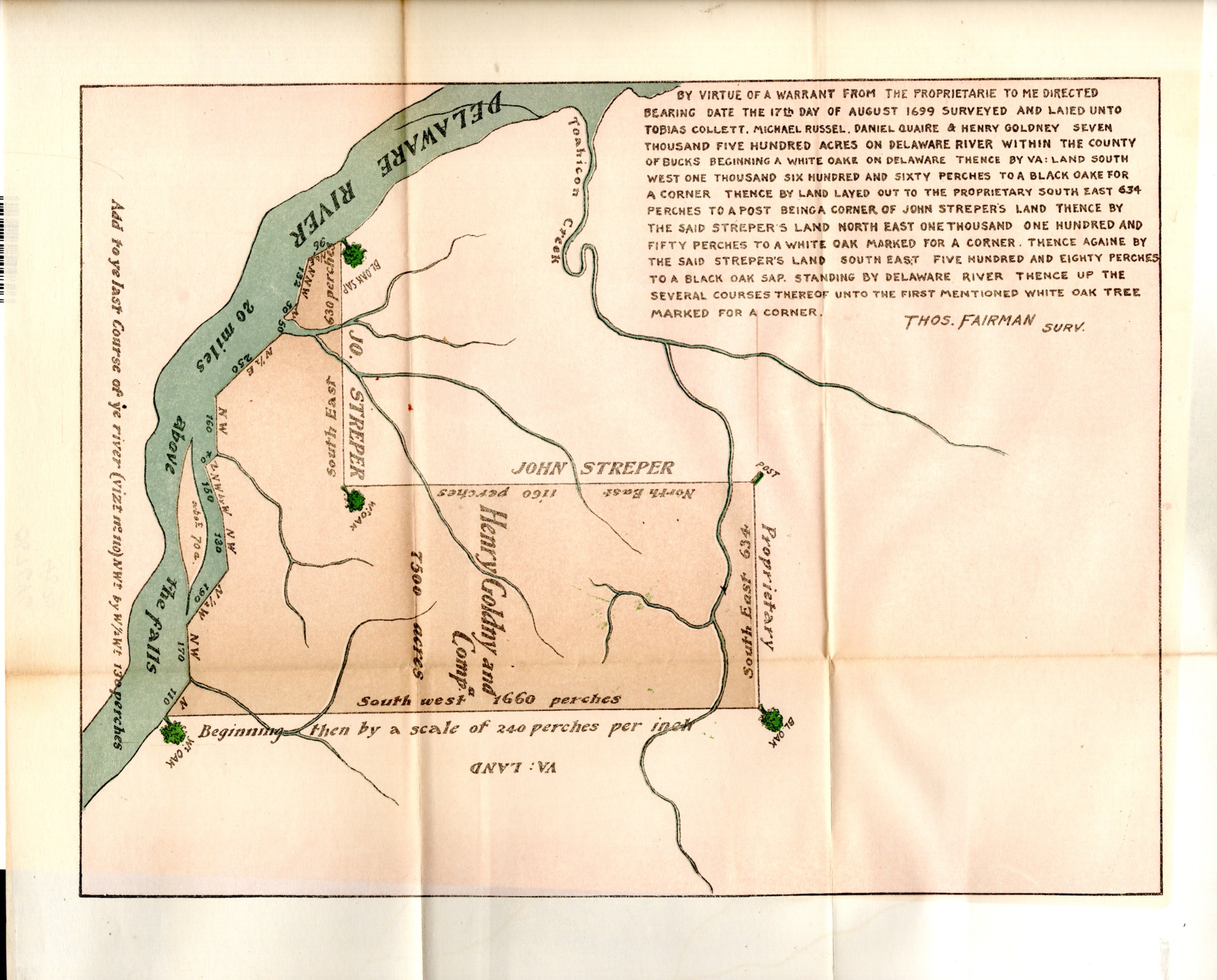 MAP: "Seven Thousand Five Hundred Acres on Delaware River with the ...