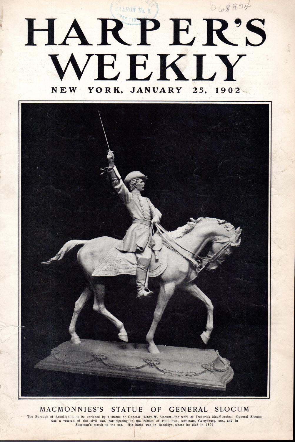 ENGRAVING: "Macmonnies's Statue of General Slocum".engraving from ...