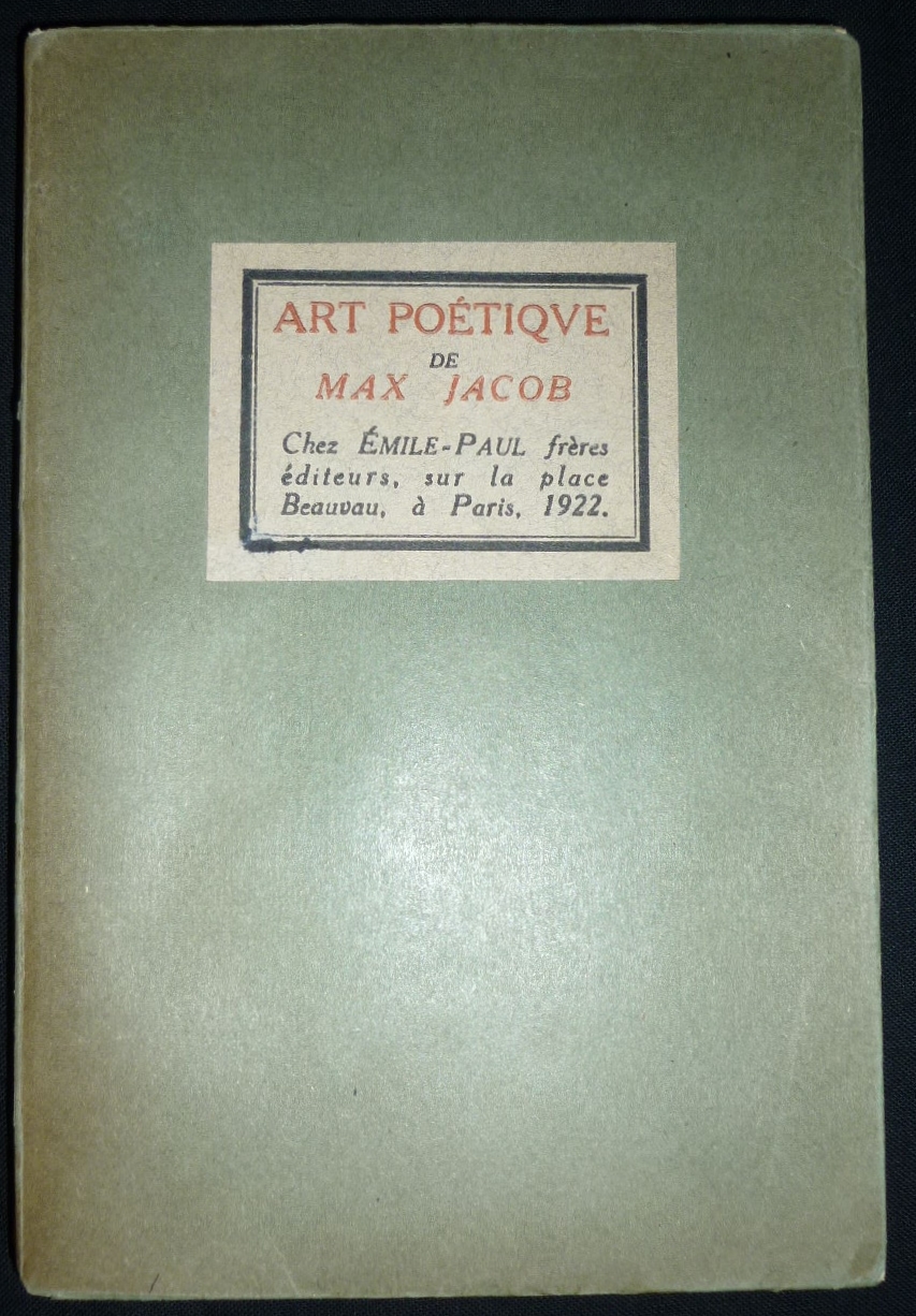 Art poétique. by Jacob, Max: (1922) | Daniel Thierstein