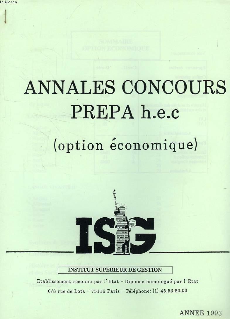 ANNALES CONCOURS PREPA HEC (OPTION ECONOMIQUE) von COLLECTIF: bon Pas ...