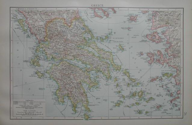 Greece. by Map.: (1900) Map | N. G. Lawrie Books