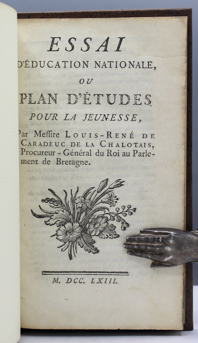 Essai d'education nationale ou plan d' tudes pour la Jeunesse. by La Chalotais, Louis-Ren de ...