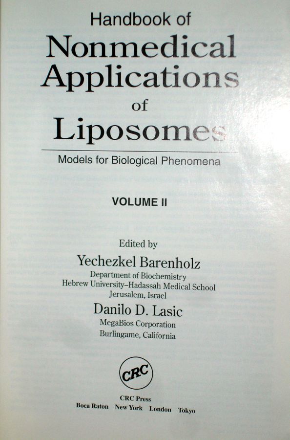Handbook of Nonmedical Applications of Liposomes. Models for Biological ...