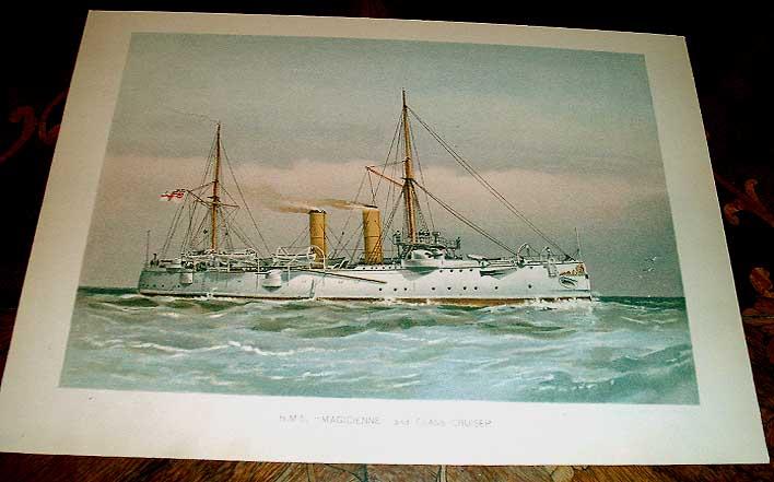 Très belle Lithographie couleur représentant le Bateau à vapeur HMS ...