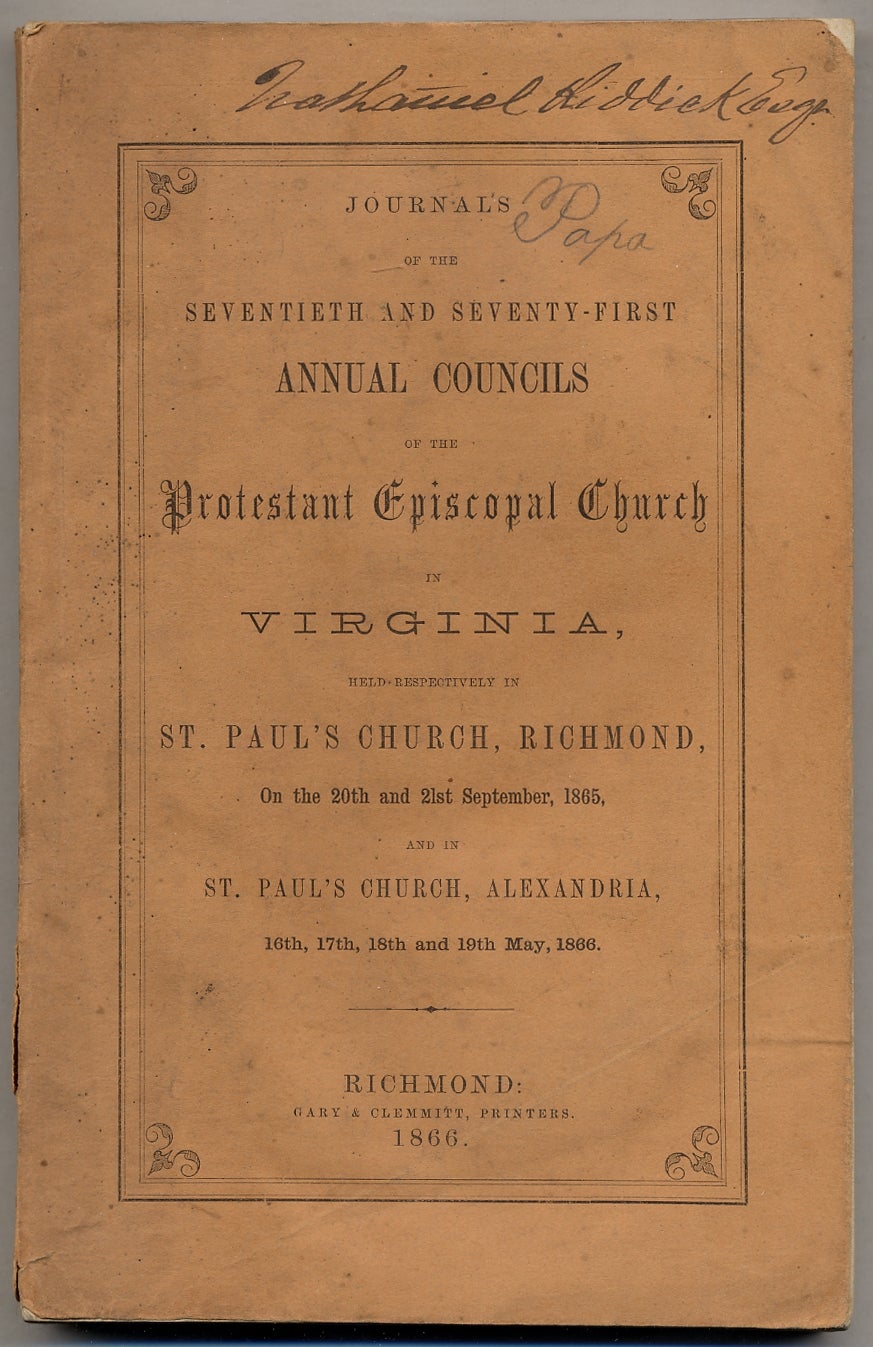 Journals of the Seventieth and Seventy-First Annual Councils of the ...