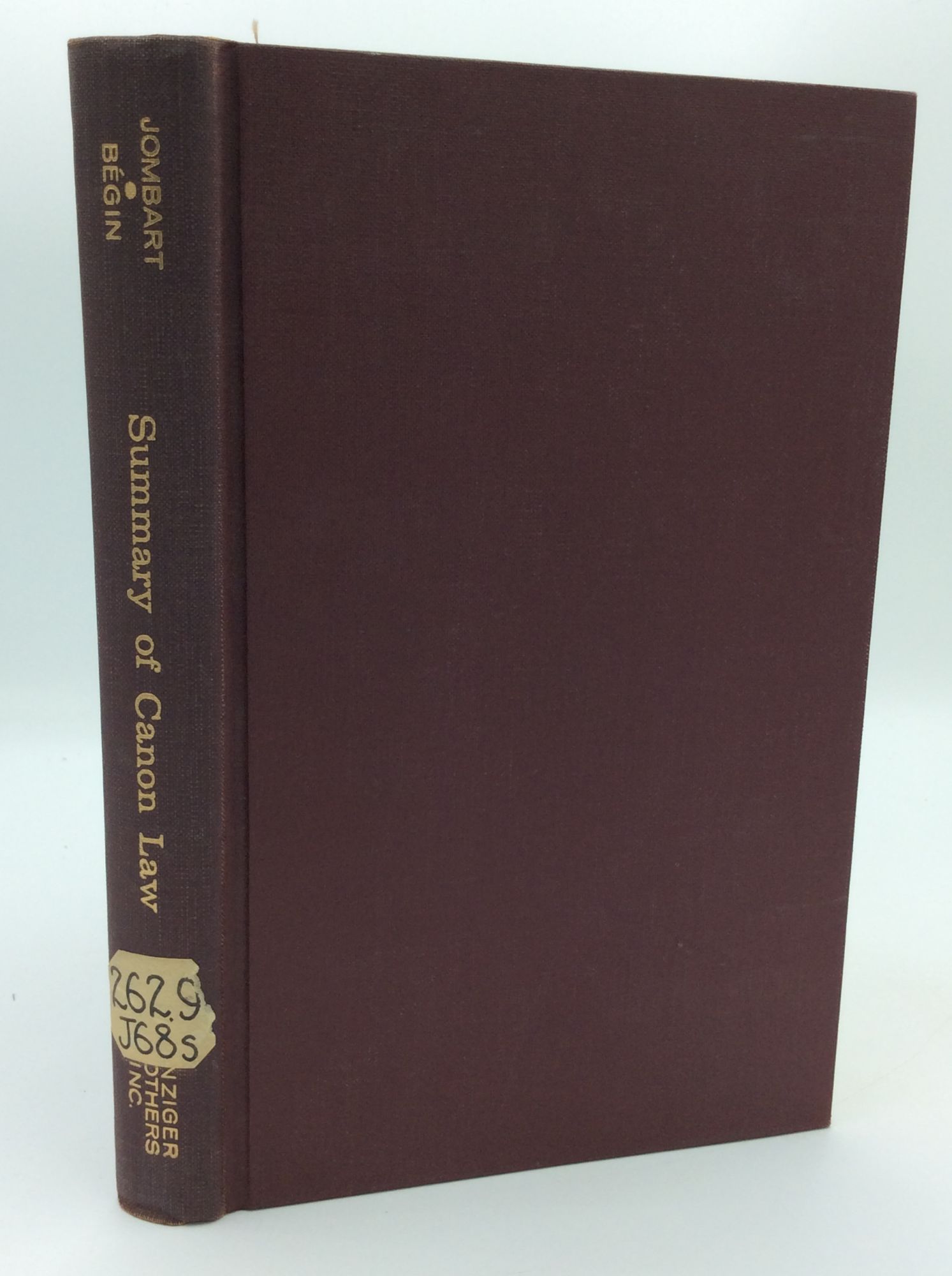 SUMMARY OF CANON LAW by Rev. Emile Jombart: Fair Hardcover (1960) First ...