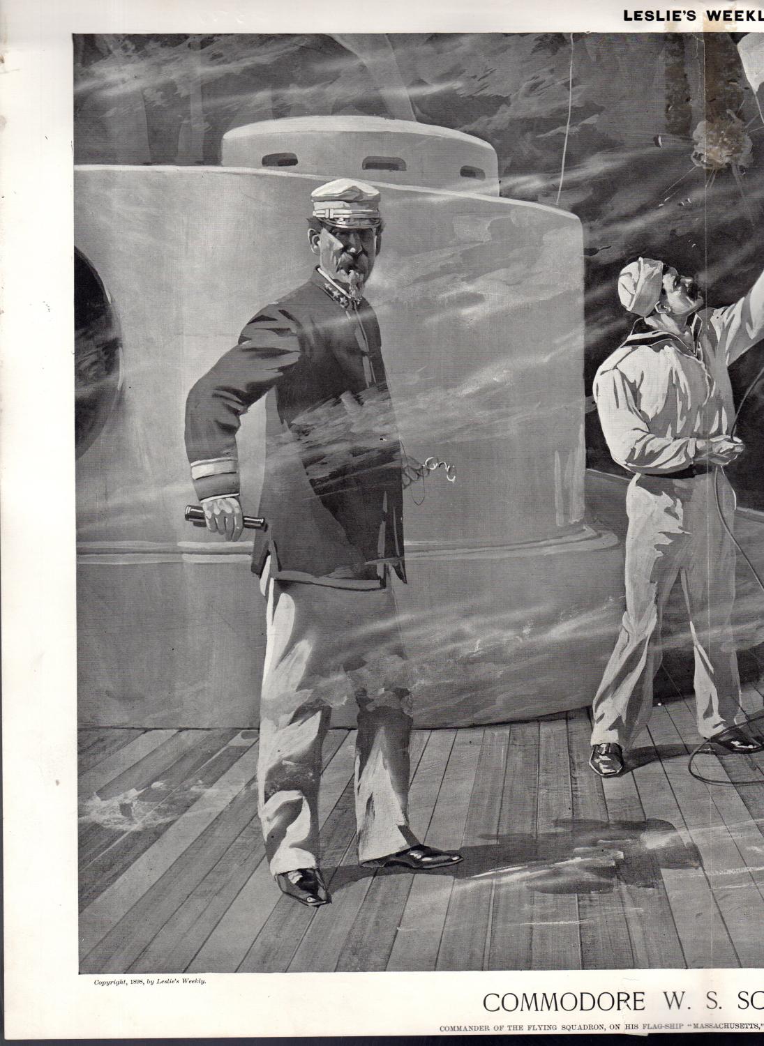 ENGRAVING: "Commodore W.S. Schley, U.S.N.".double Page Engraving from ...