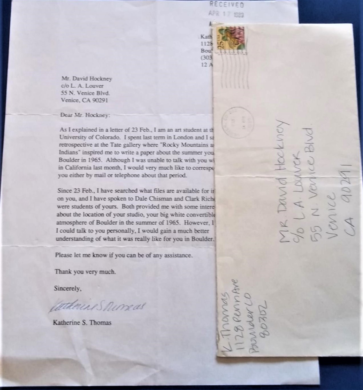 Original Typed And Signed One-Page Letter With Envelope (1989] From ...