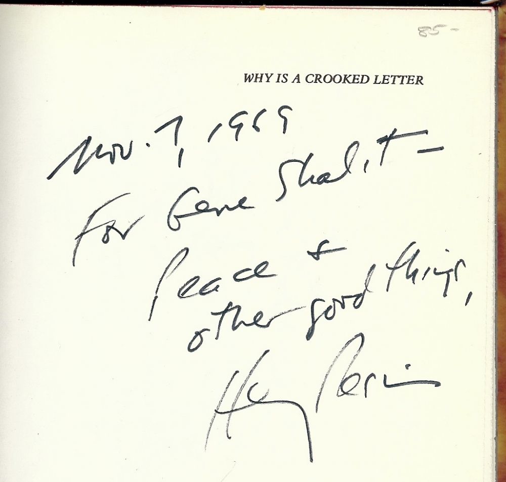 WHY IS A CROOKED LETTER von PESIN, Harry: (1969) Signatur des ...