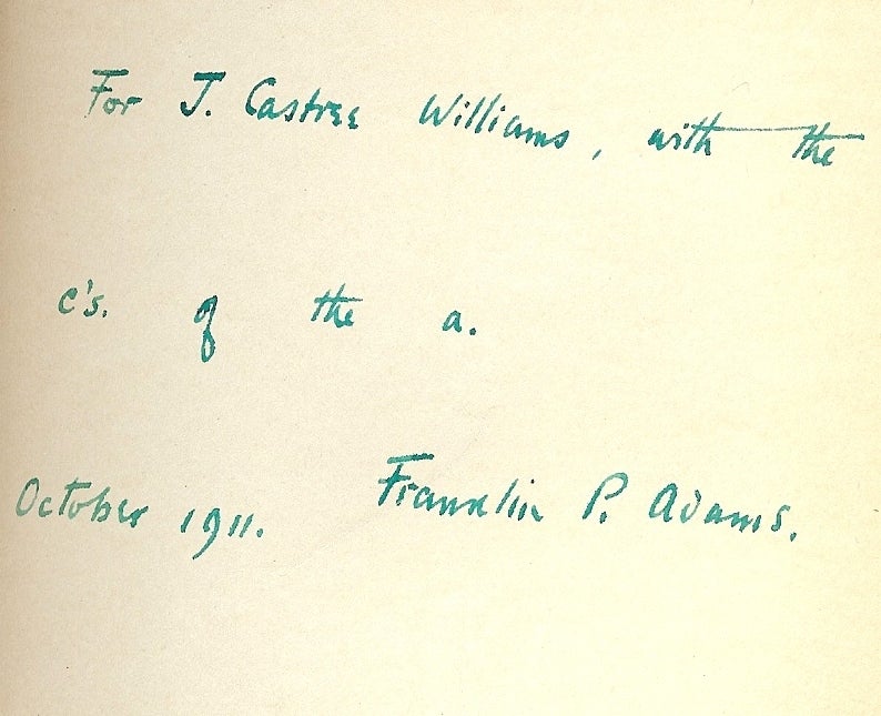 TOBOGGANNING ON PARNASSUS von ADAMS, Franklin P.: (1911) Signatur des ...