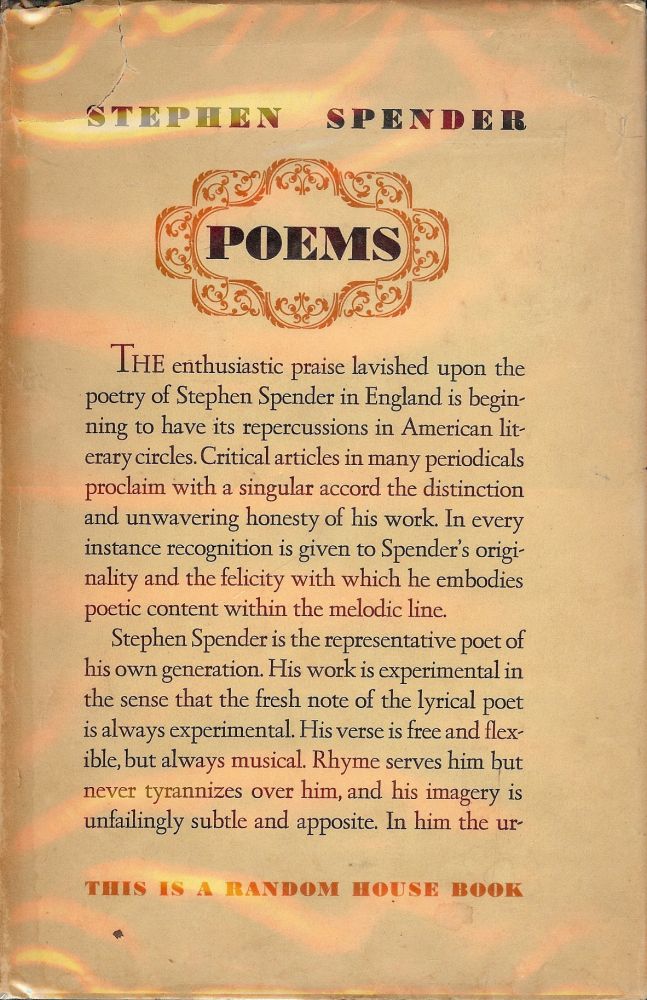 POEMS by SPENDER, STEPHEN: (1934) Signed by Author(s) | Antic Hay Books