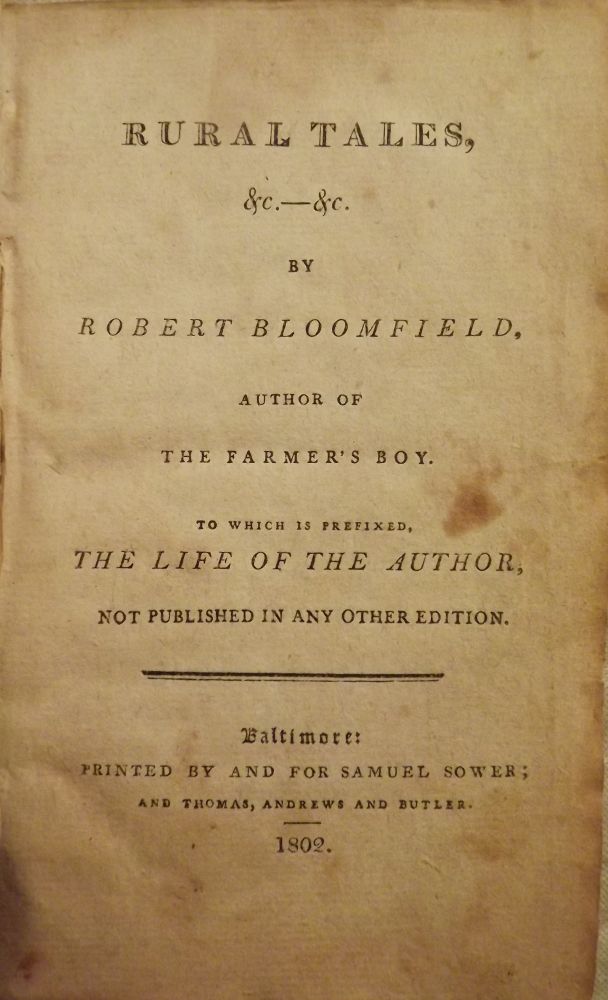 RURAL TALES von BLOOMFIELD, Robert: (1802) | Antic Hay Books