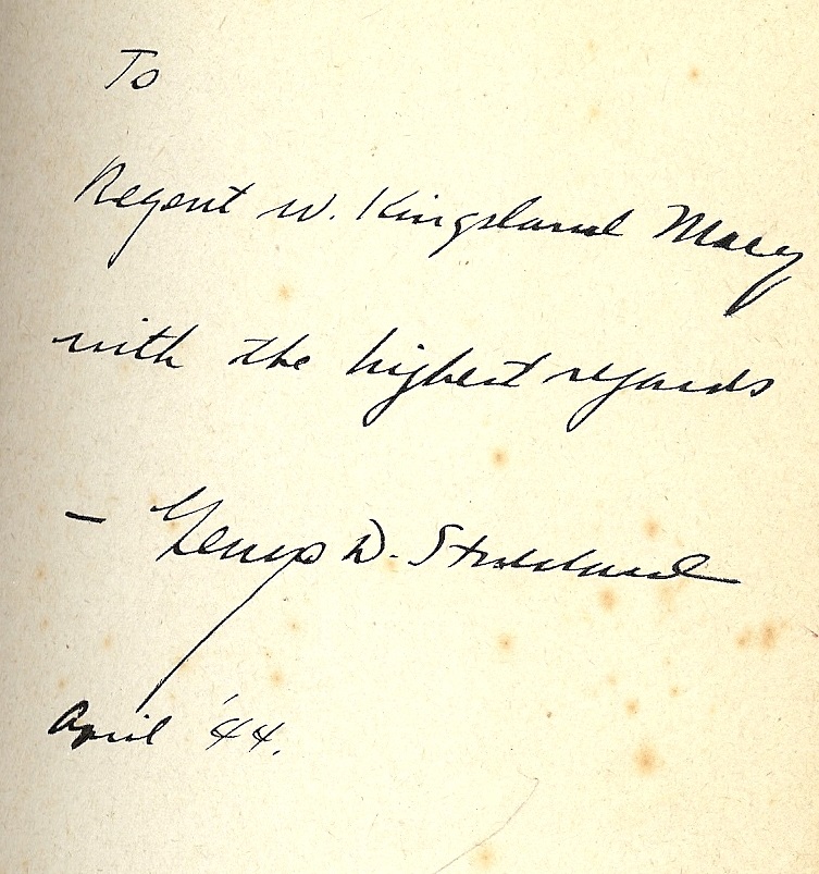 THE INGLIS LECTURE, 1944 by STODDARD, George Dinsmore: (1944) Signed by ...