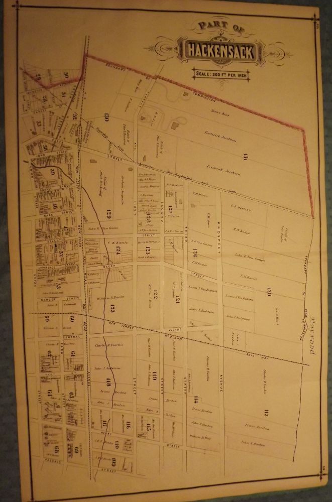 BERGEN COUNTY: HACKENSACK 1876 MAP by PEASE, C.C.: (1876) | Antic Hay Books