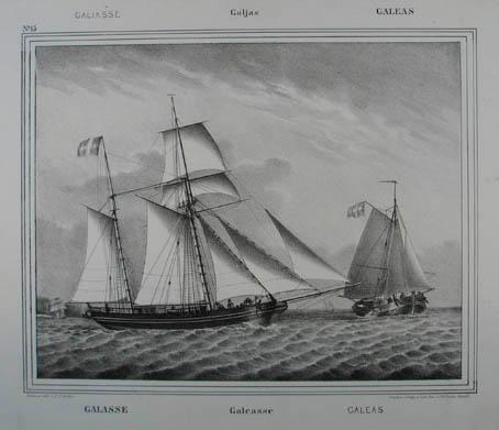 Galeasse. Lithographie v. G. F. Möller. Hamburg, Ch. Fuchs um 1850, 20 ...