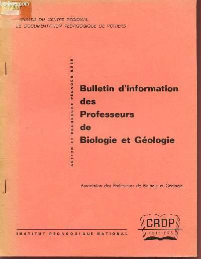 BULLETIN D'INFORMATION DES PROFESSEURS DE BIOLOGIE ET GEOLOGIE ...
