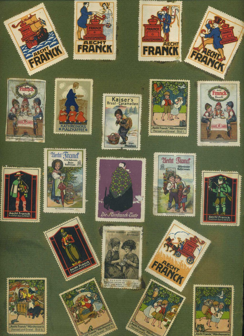 Sammlung von 340 Reklamemarken, montiert in Sammelmappe sowie 50 ...