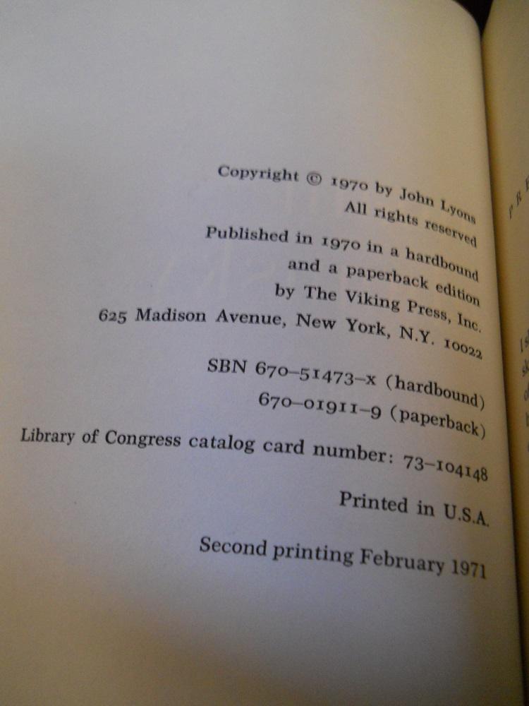 NOAM CHOMSKY by JOHN LYONS: Near Fine Soft cover (1971) 1st Edition | dC&A Books