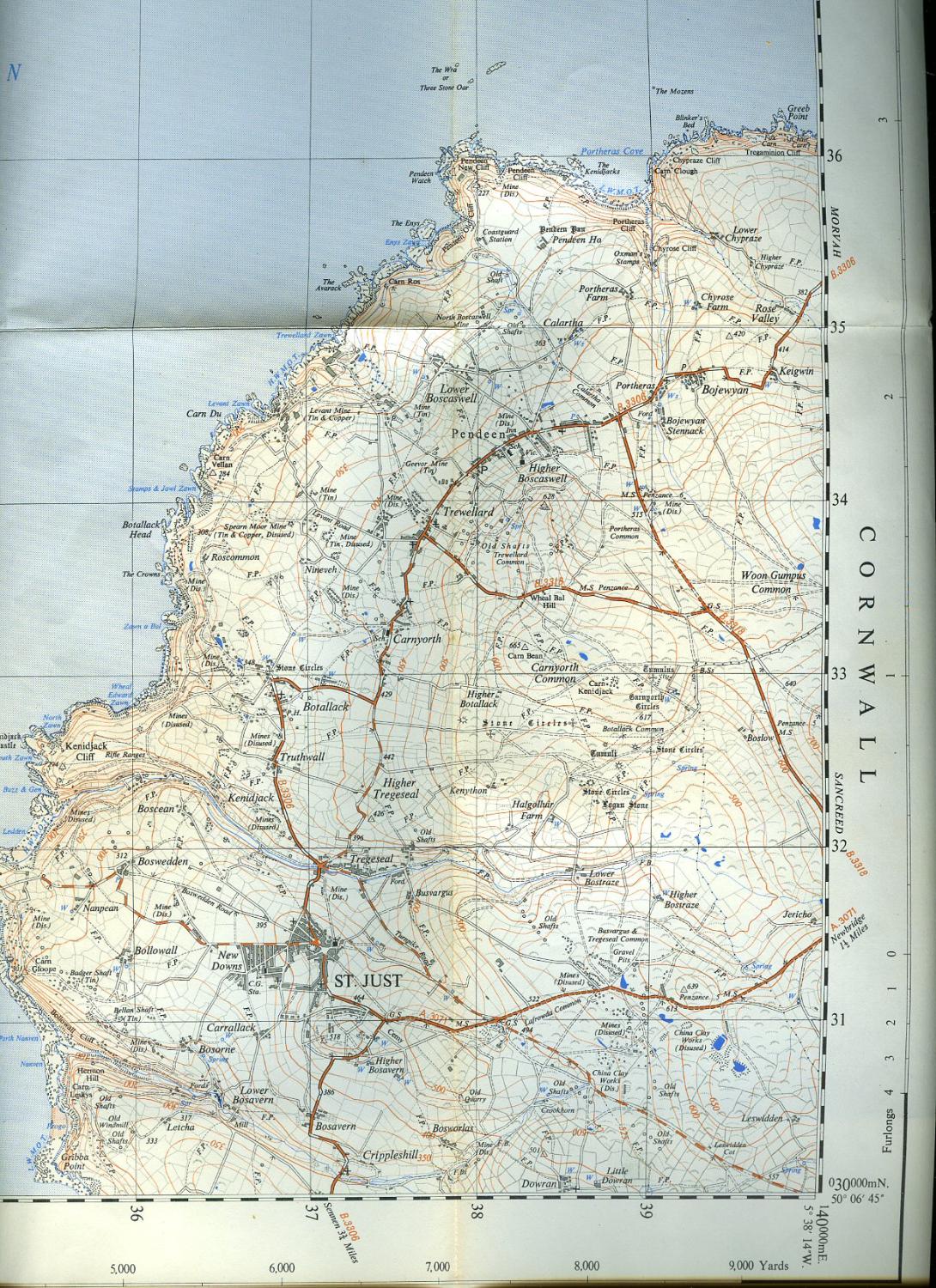 Ordnance Survey Map of St. Just : Sheet 10/33 by St Just (Cornish ...