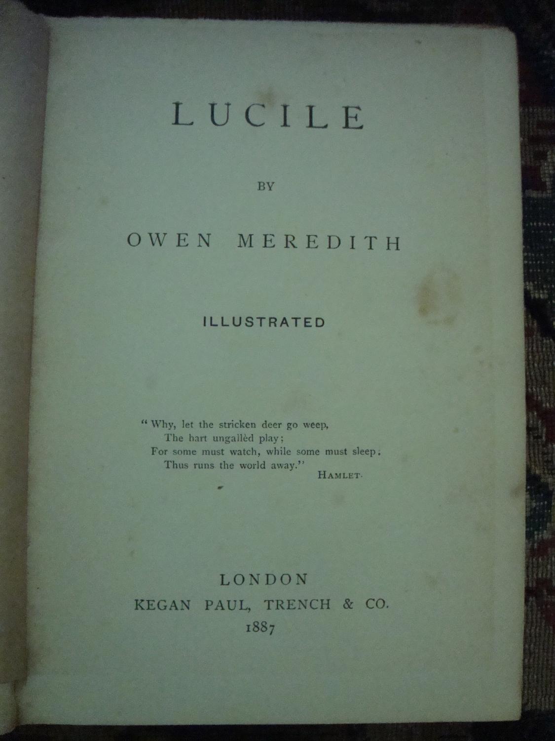 Lucile by Owen Meredith: Fair Hardcover (1887) Illustrated Edition ...