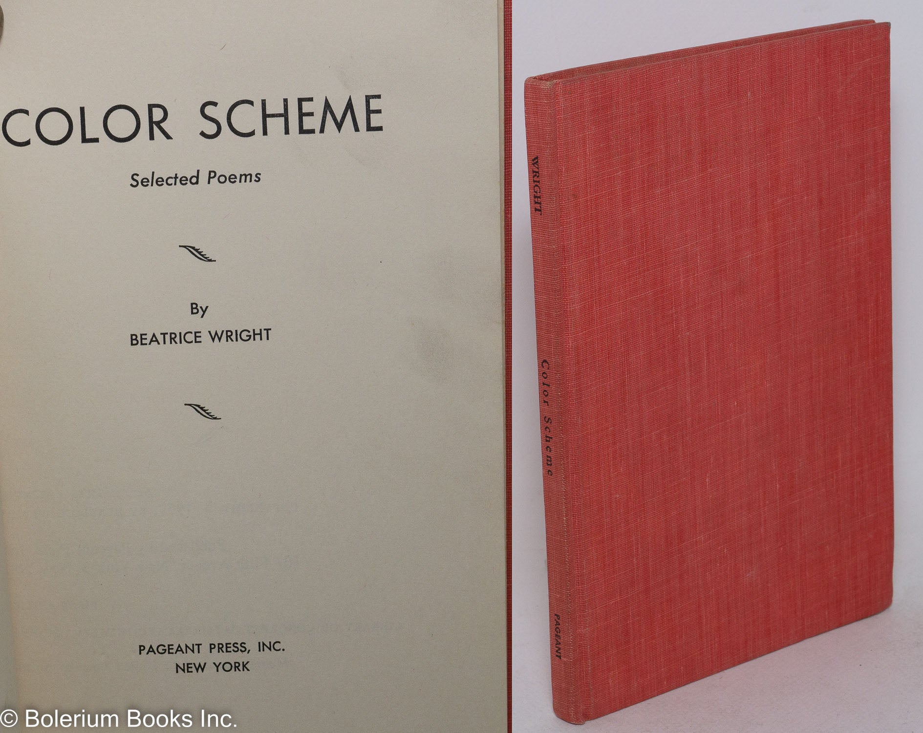 Color scheme; selected poems by Wright, Beatrice: Hardcover (1957 ...