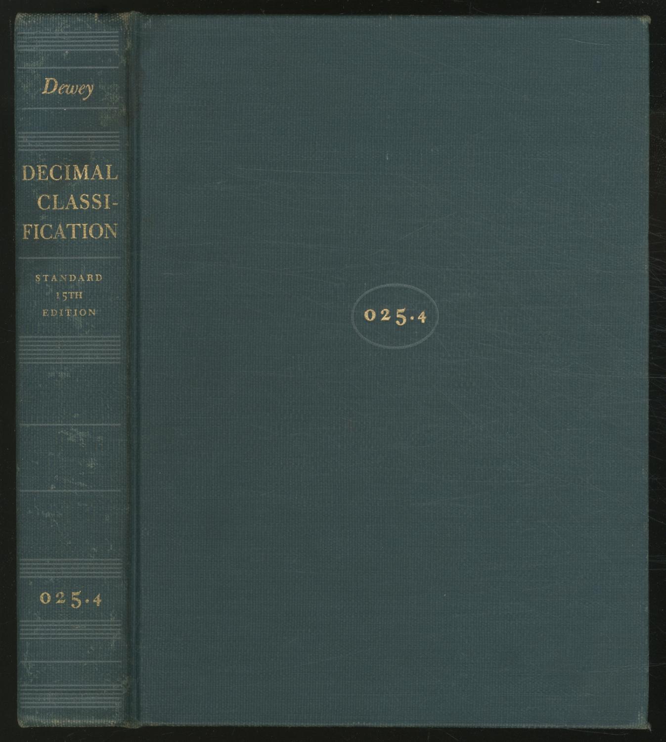 Decimal Classification: Standard 15th Edition von DEWEY, Melvil: Good ...