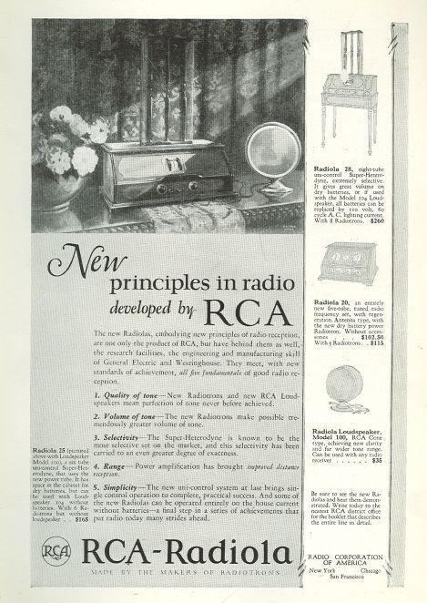1925 NATIONAL GEOGRAPHIC RCA-RADIOLA MAGAZINE ADVERTISEMENT by ...