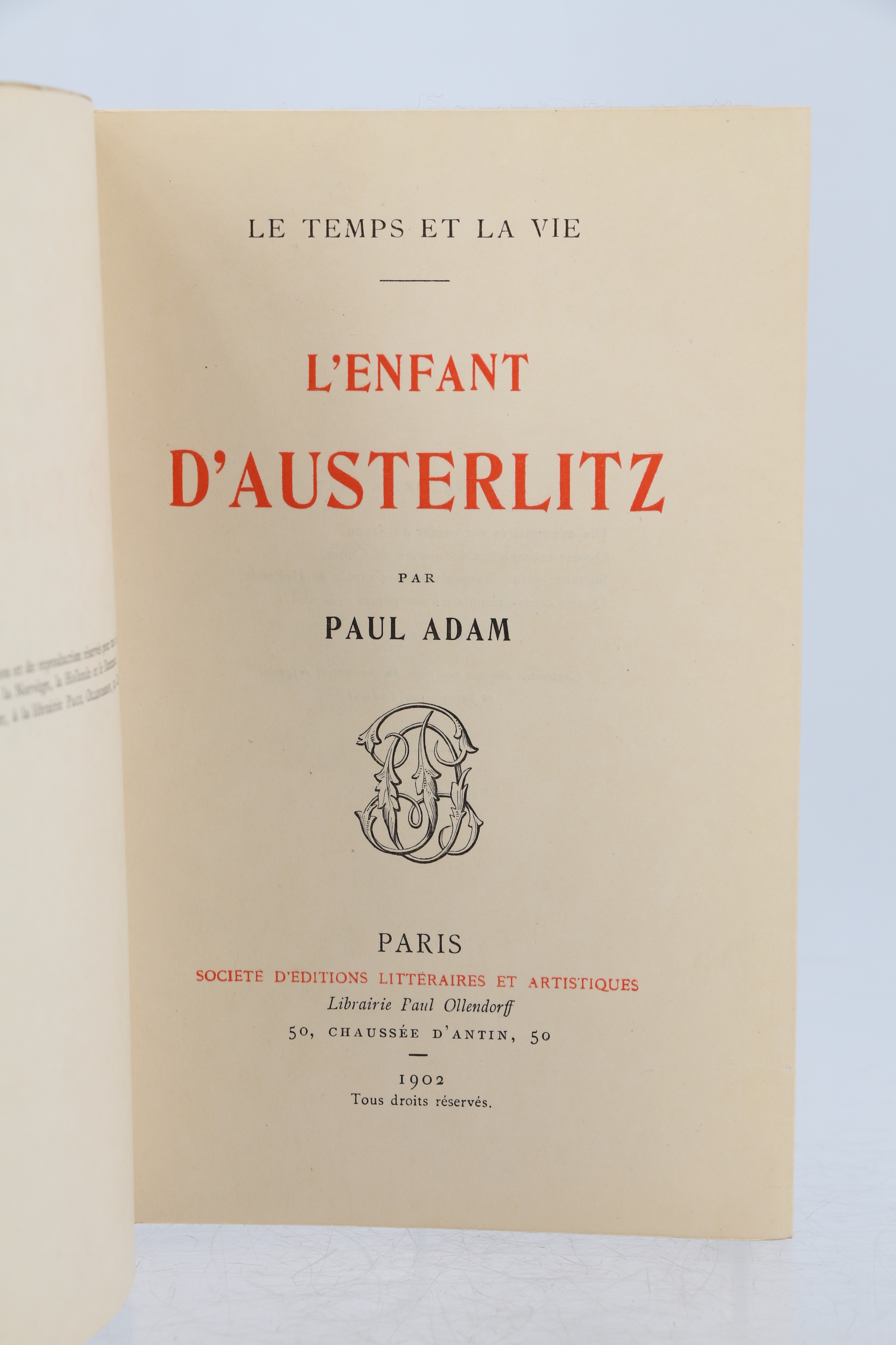 L'enfant d'Austerlitz von Paul ADAM: (1902) Signatur des Verfassers ...