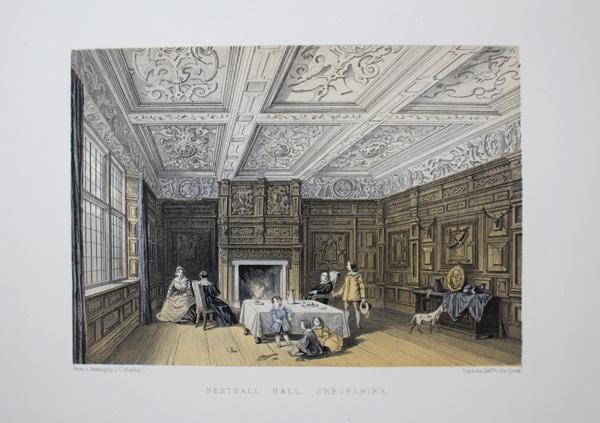 Fine Original Lithotint Illustration of Benthall Hall (Interior), Shropshire. By J. C. Bayliss ...