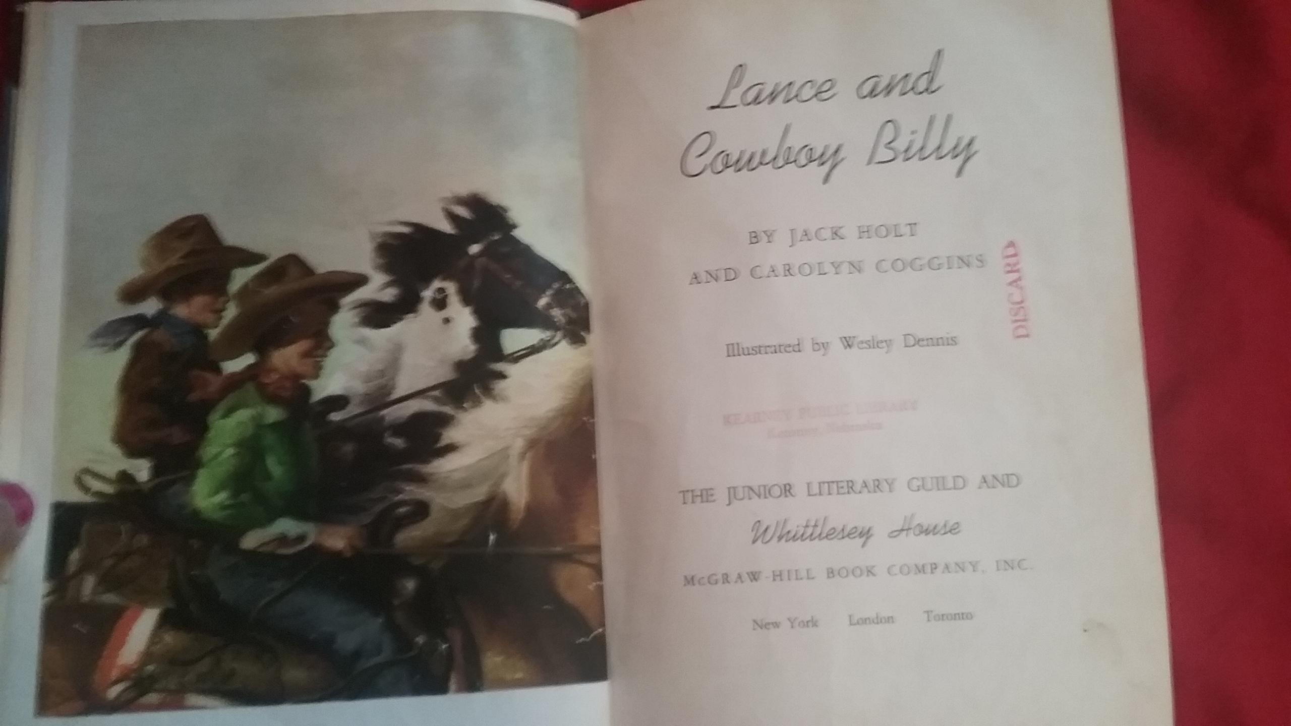 LANCE AND COWBOY BILLY by Holt, Jack and Carolyn Coggins: Poor Library ...