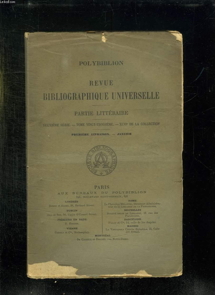 REVUE BIBLIOGRAPHIQUE UNIVERSELLE. PARTIE LITTERAIRE. 2em SERIE. TOME ...
