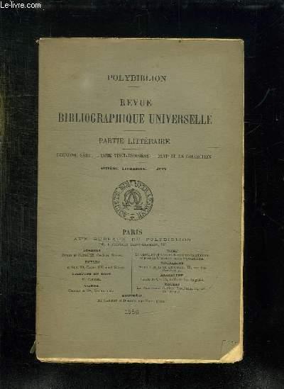 REVUE BIBLIOGRAPHIQUE UNIVERSELLE PARTIE LITTERAIRE. 2em SERIE. TOME 23 ...