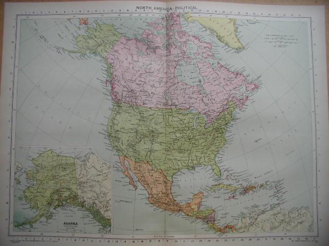 North America: Political. by Map.: (1940) Map | N. G. Lawrie Books