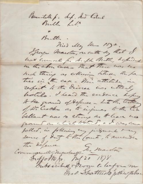 ADs from George Marston surrendering defense of Joseph Butler before ...