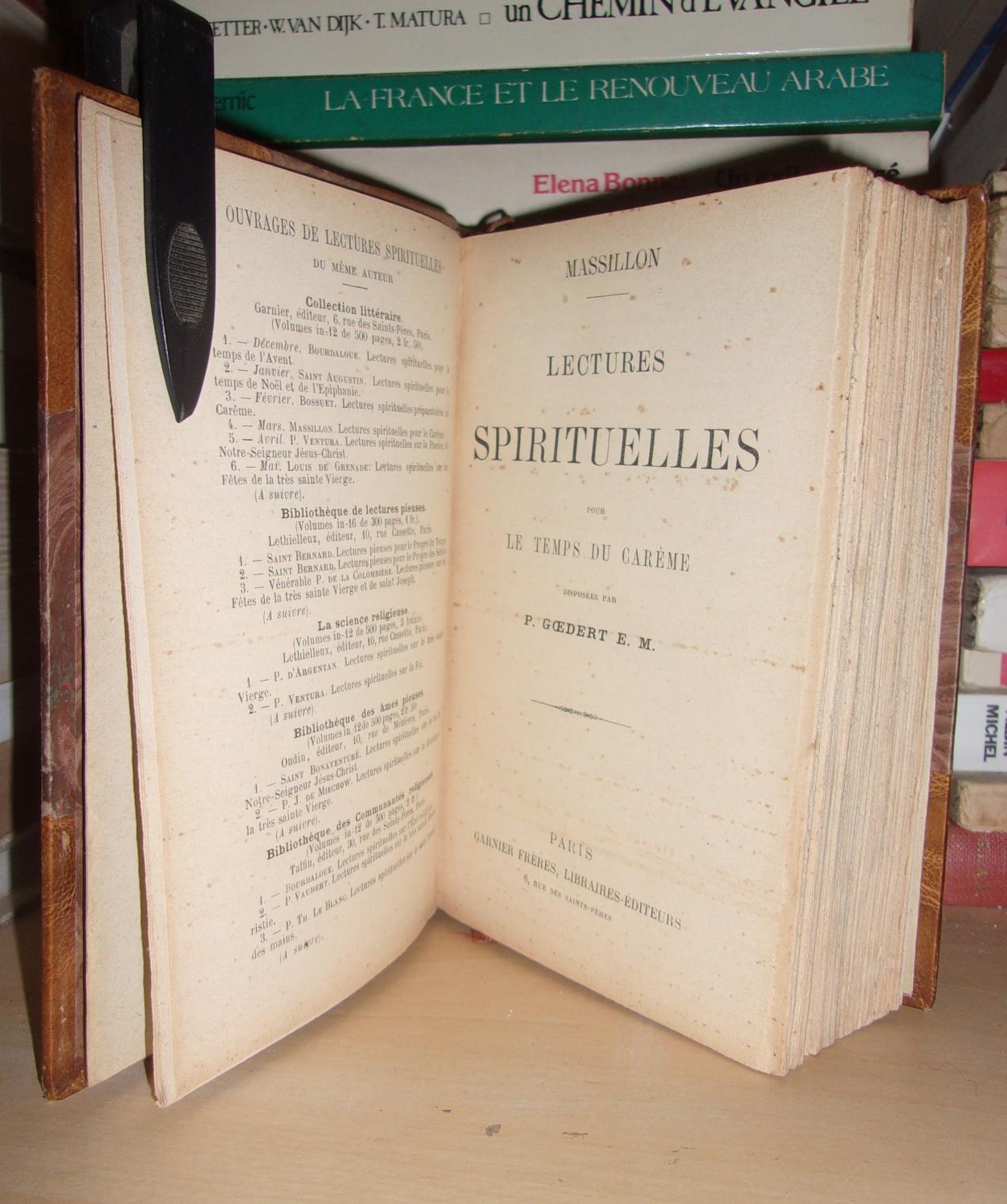 BIBLIOTHEQUE DE LECTURES SPIRITUELLES - Tome IV : Lectures Spirituelles ...