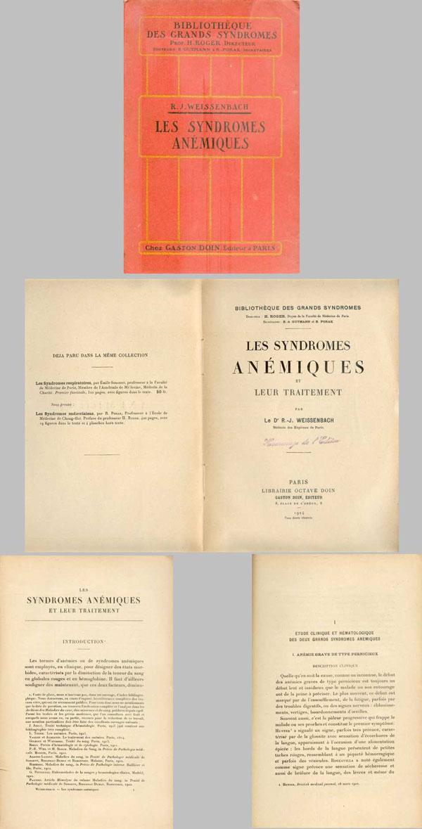 LES SYNDROMES ANÉMIQUES ET LEUR TRAITEMENT by WEISSENBACH (Docteur R.-J ...