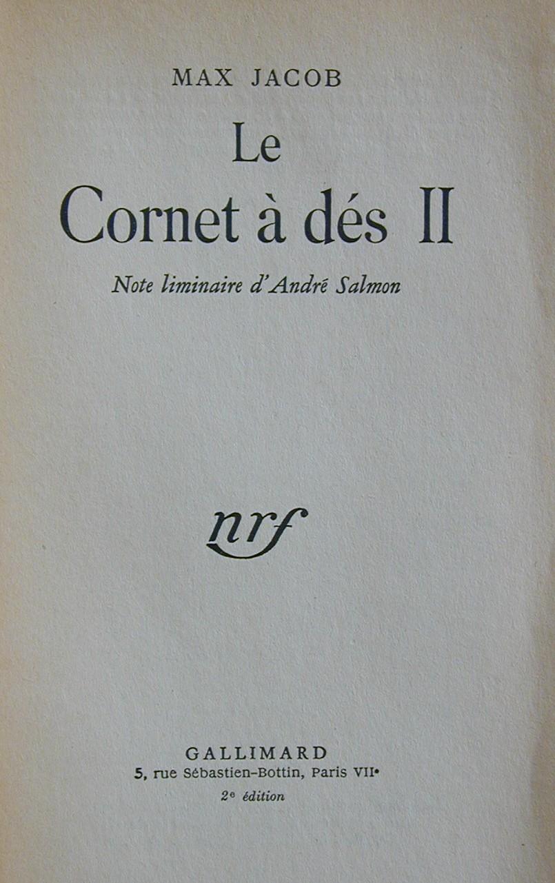 Le cornet à dés II by JACOB, Max: Bon Couverture souple (1955) Ed ...
