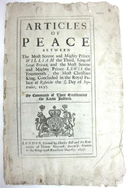 Articles of Peace Between the Most Serene and Mighty Prince William the ...