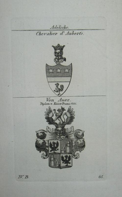 Kupferstich mit 2 Wappen auf einem Blatt. Adeliche. Chevalier d ...