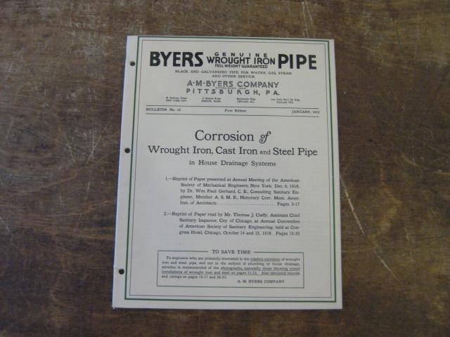 Corrosion of Wrought Iron, Cast Iron and Steel Pipe in House Drainage ...