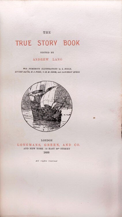 The True Story Book by Lang, Andrew, editor: (1893) | James Cummins ...