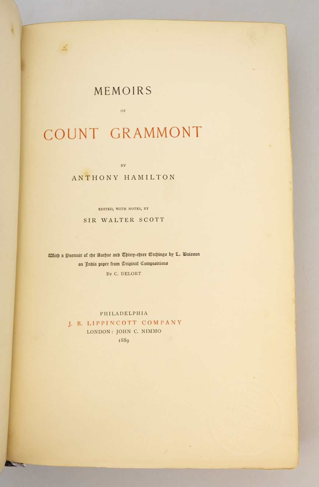 MEMOIRS OF COUNT GRAMMONT by HAMILTON, ANTHONY: (1889) ONE OF 780 ...